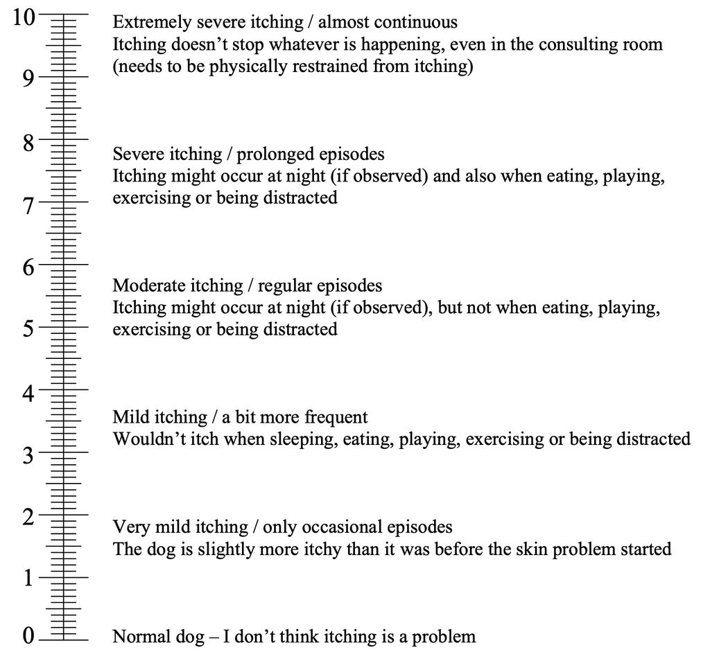 VAS scale is designed to measure the severity of itching in dogs ...